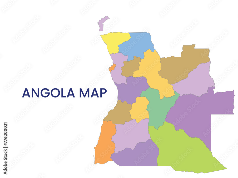 Vetor de High detailed map of Angola. Outline map of Angola. Africa do ...