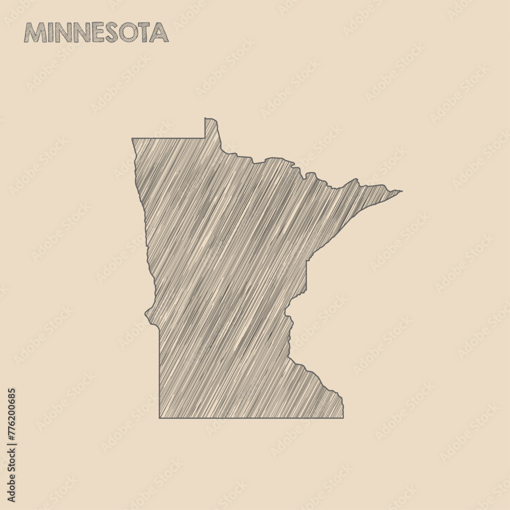 Minnesota map hand drawn Sketch background vector, Minnesota freehand ...