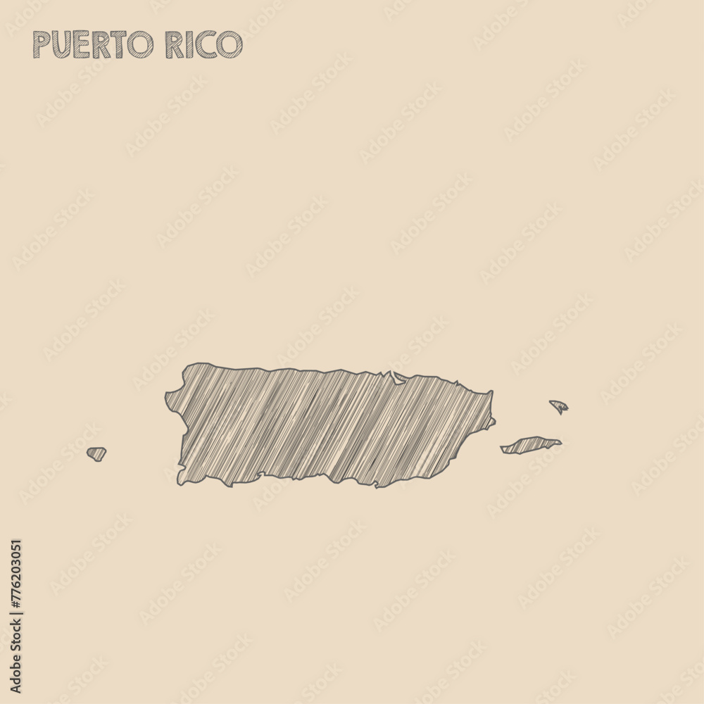 Puerto Rico map hand drawn Sketch background vector, Puerto Rico ...