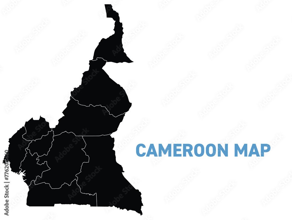 High detailed map of Cameroon. Outline map of Cameroon. Africa Stock ...