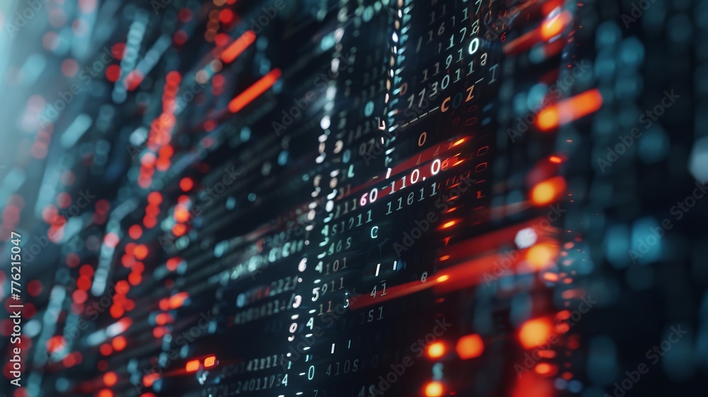 Corrupted code visualization, a modern drawing on cyber defense, with ...