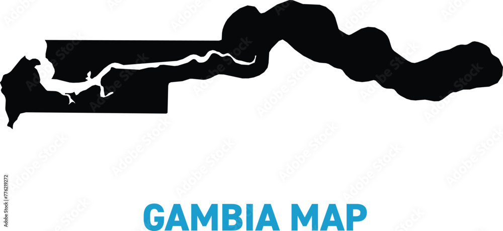High detailed map of Gambia. Outline map of Gambia. Africa Stock Vector ...