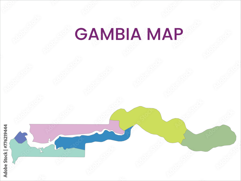 High detailed map of Gambia. Outline map of Gambia. Africa Stock Vector ...