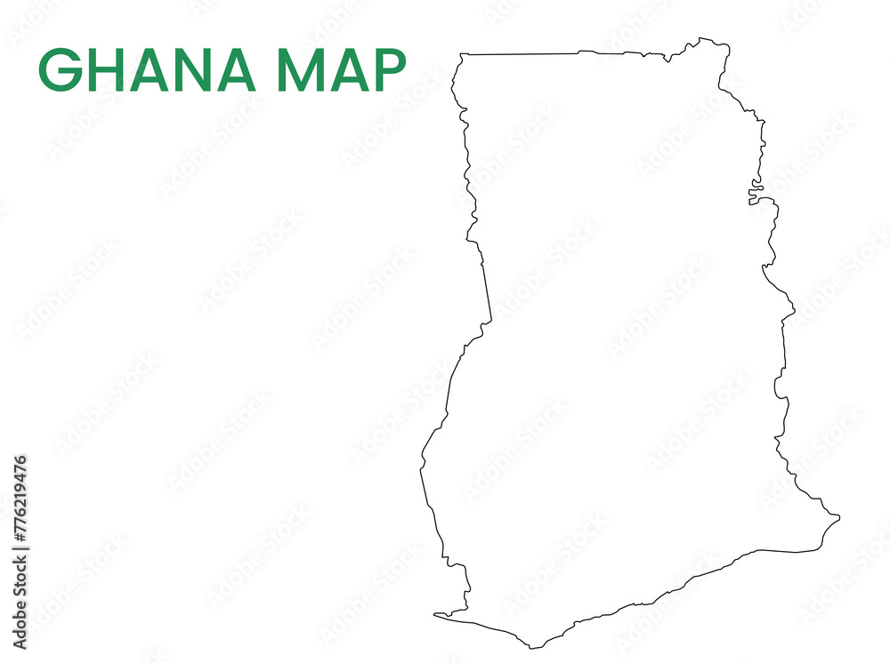 High detailed map of Ghana. Outline map of Ghana. Africa Stock Vector ...