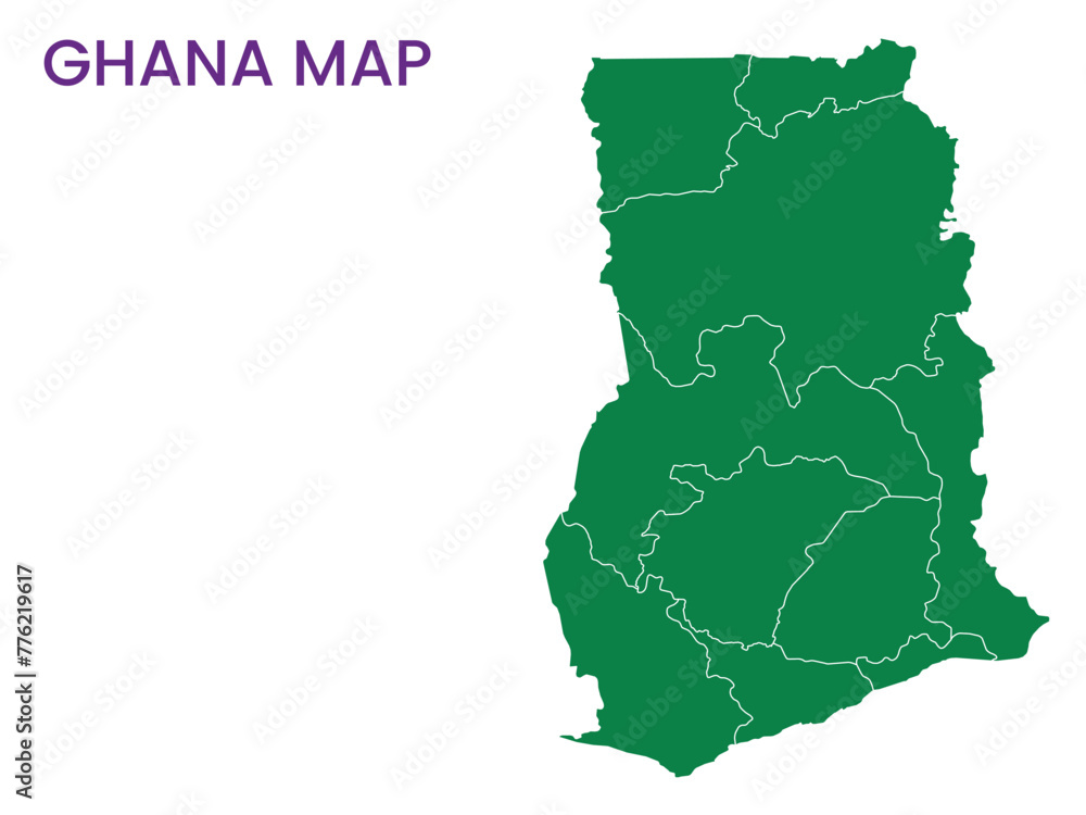 High detailed map of Ghana. Outline map of Ghana. Africa Stock Vector | Adobe Stock