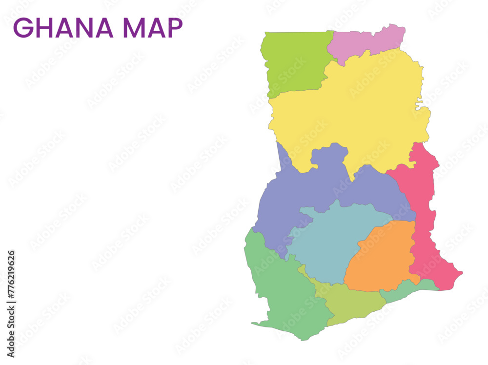 Vetor de High detailed map of Ghana. Outline map of Ghana. Africa do ...