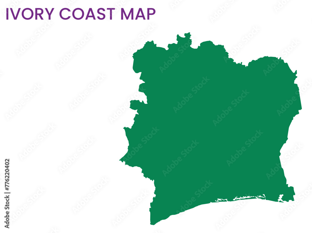 Vecteur Stock High detailed map of Ivory Coast. Outline map of Ivory ...