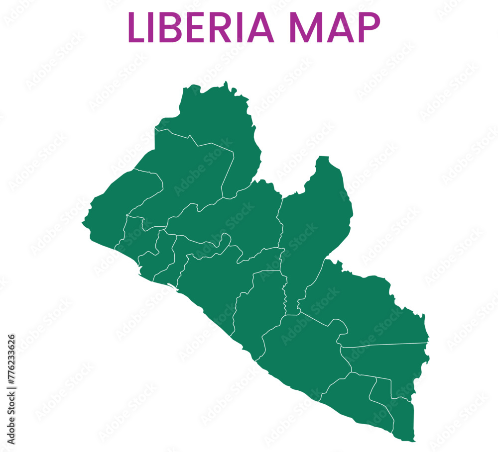 High detailed map of Liberia. Outline map of Liberia. Africa Stock ...