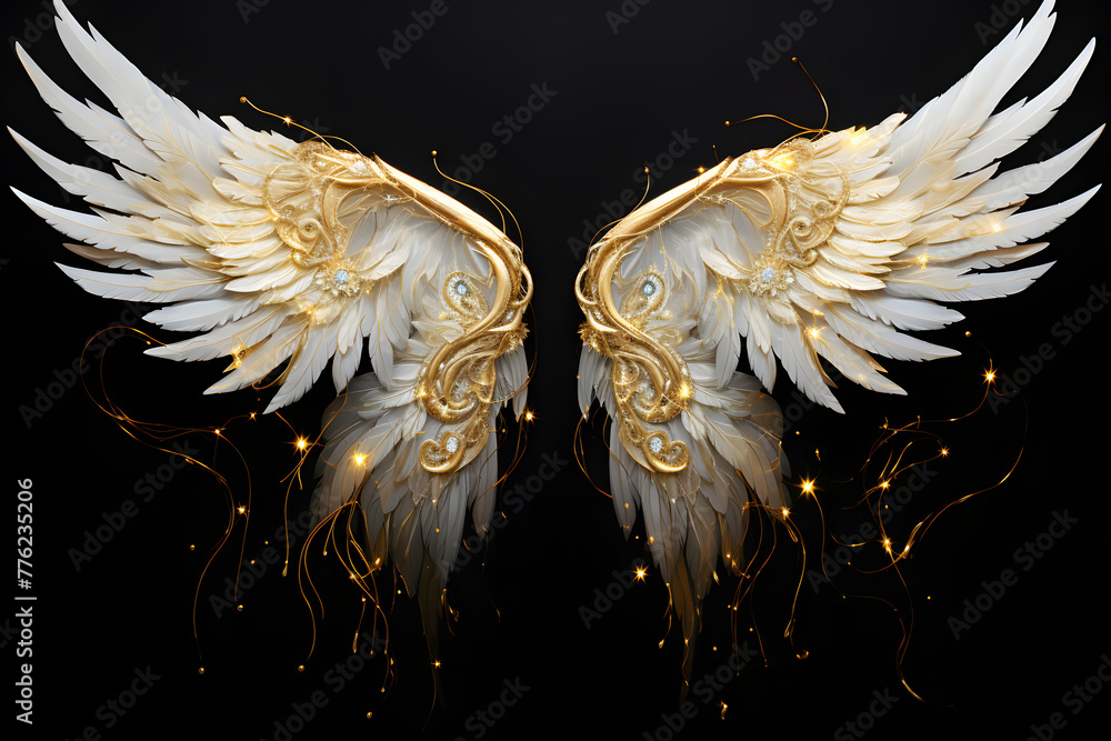 Surrender to the enchanting allure of a pair of radiant gold wings and ...