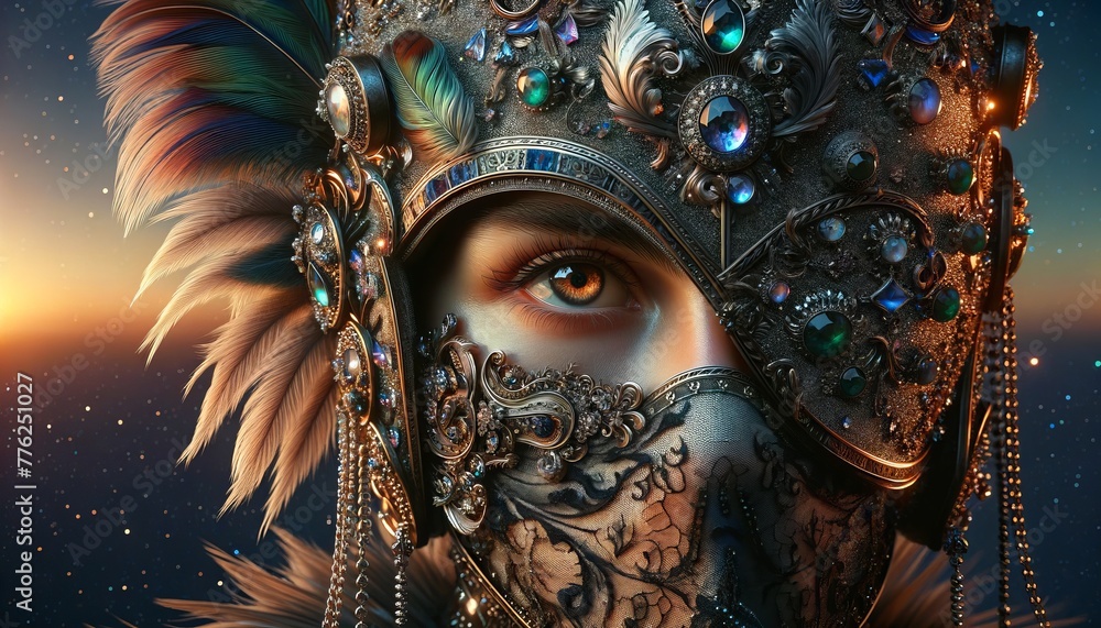 Woman Portrait in Lace Jewelry Mask. Mesmerizing Myth Fairy Face. AI ...