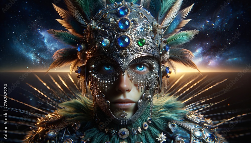 Woman Portrait in Lace Jewelry Mask. Mesmerizing Myth Fairy Face. AI ...