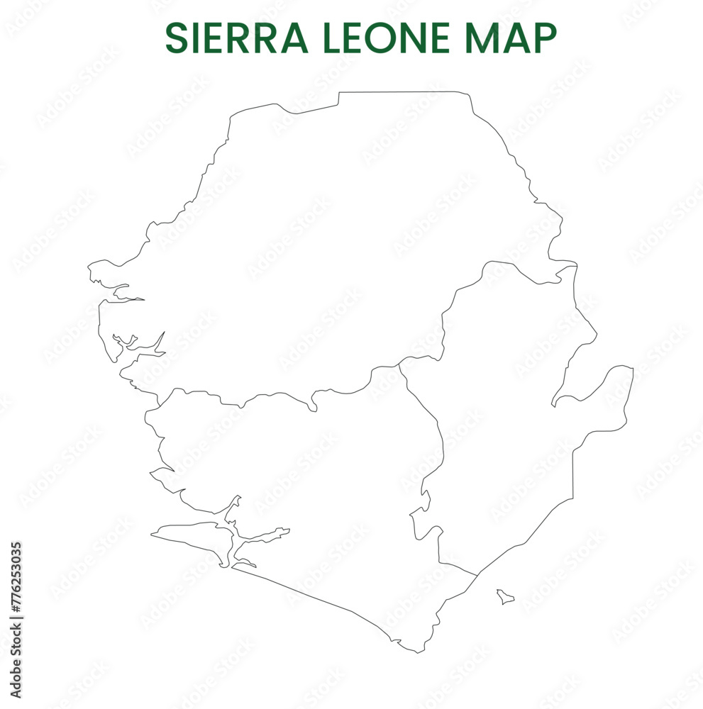 High detailed map of Sierra Leone. Outline map of Sierra Leone. Africa ...