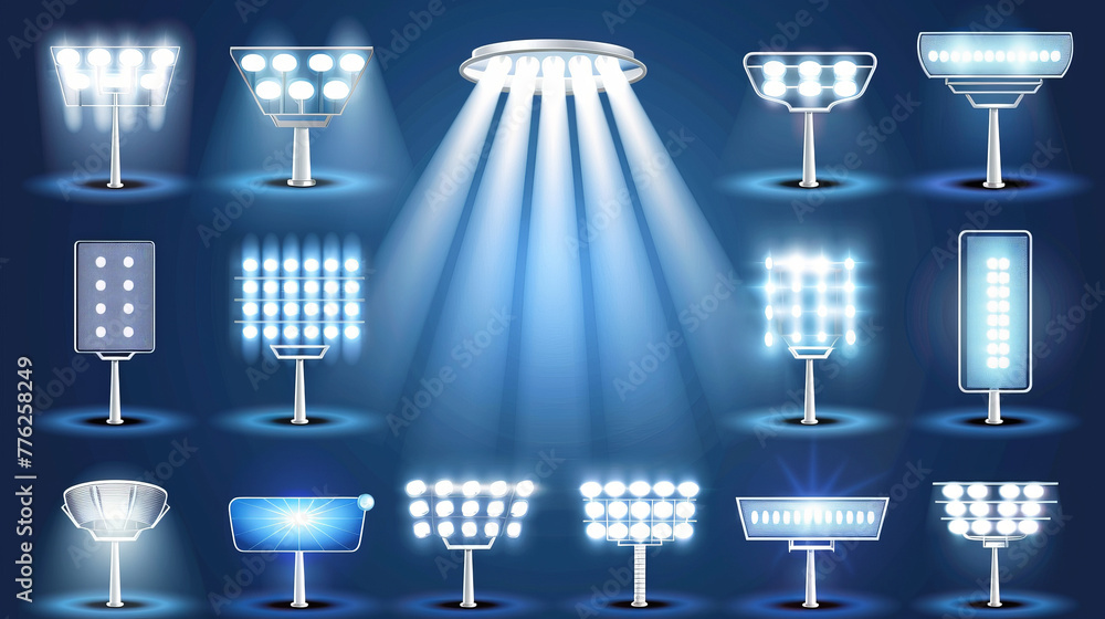 Stadium spotlights are depicted, serving as directional light sources ...