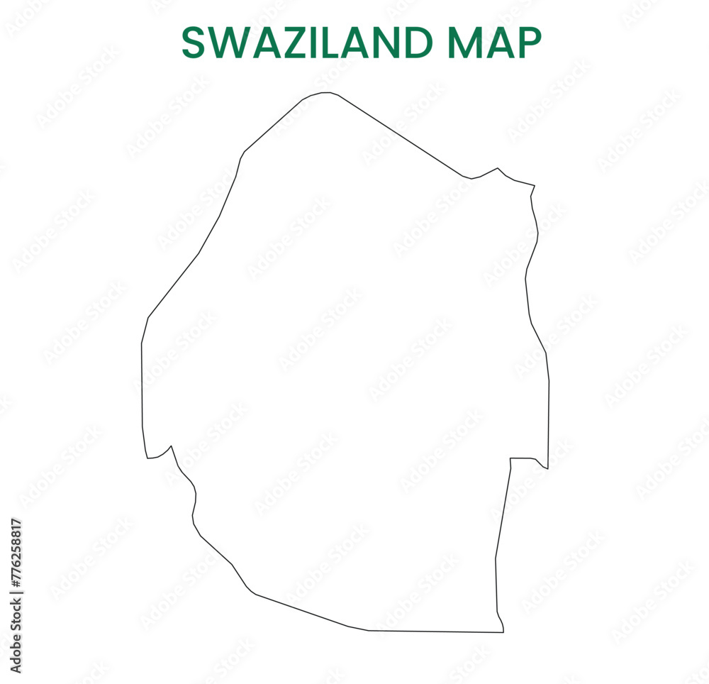 Vetor de High detailed map of Swaziland. Outline map of Swaziland ...