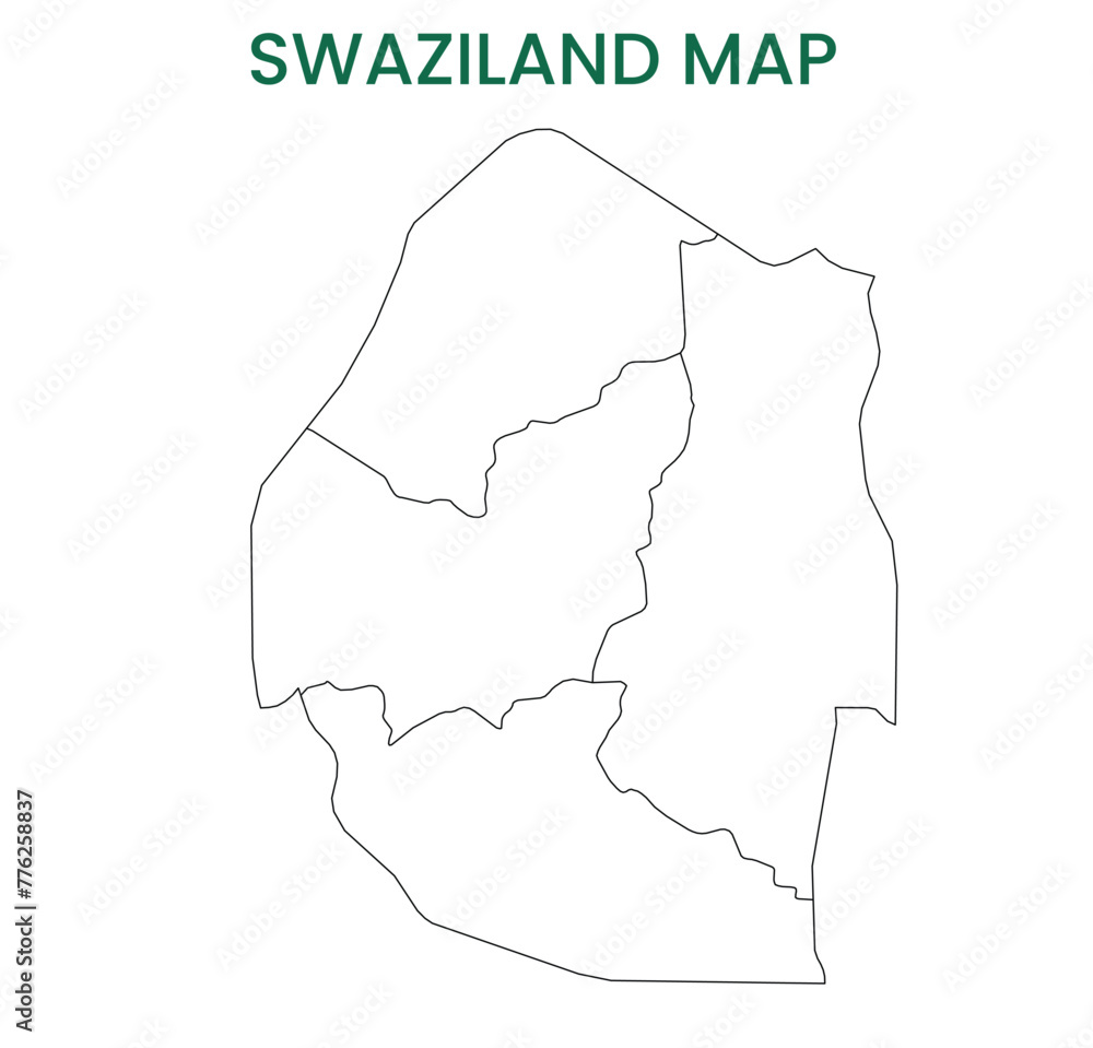 Vetor de High detailed map of Swaziland. Outline map of Swaziland ...