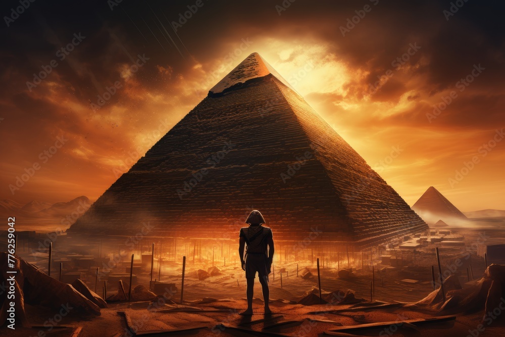 Pyramid background, Construction of a pyramid, Restoration of the ...