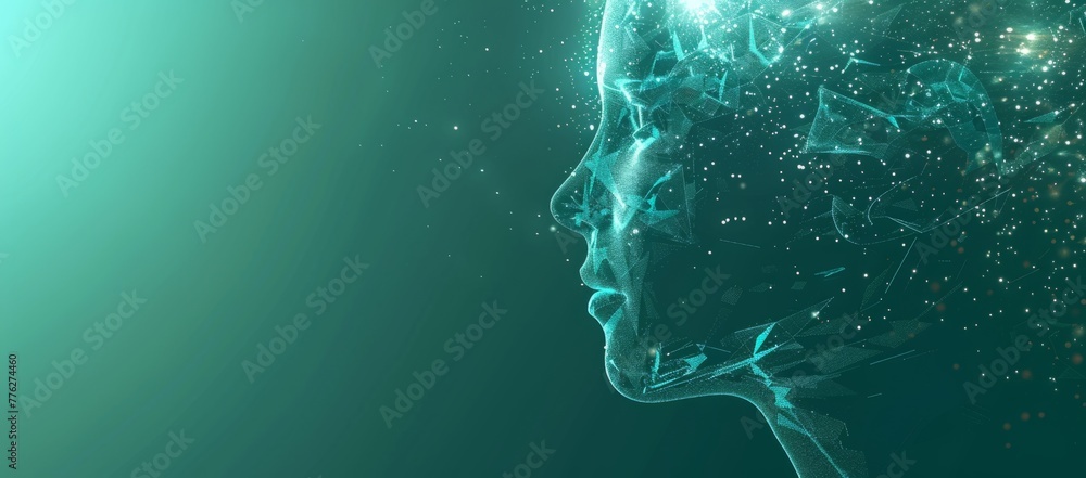 Abstract background with digital human head and artificial intelligence ...