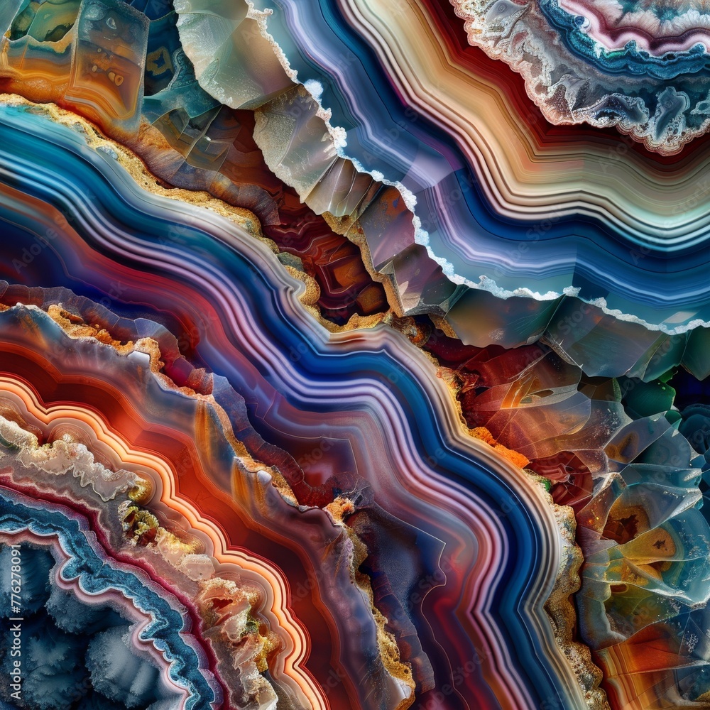 Fortification Agate. An image capturing the classic colorful and banded ...