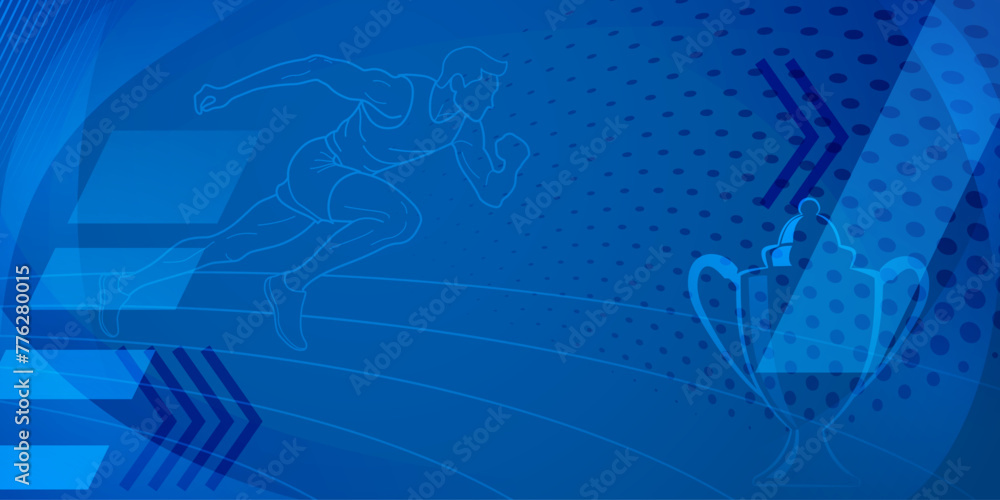 Runner themed background in blue tones with abstract curves and dots ...
