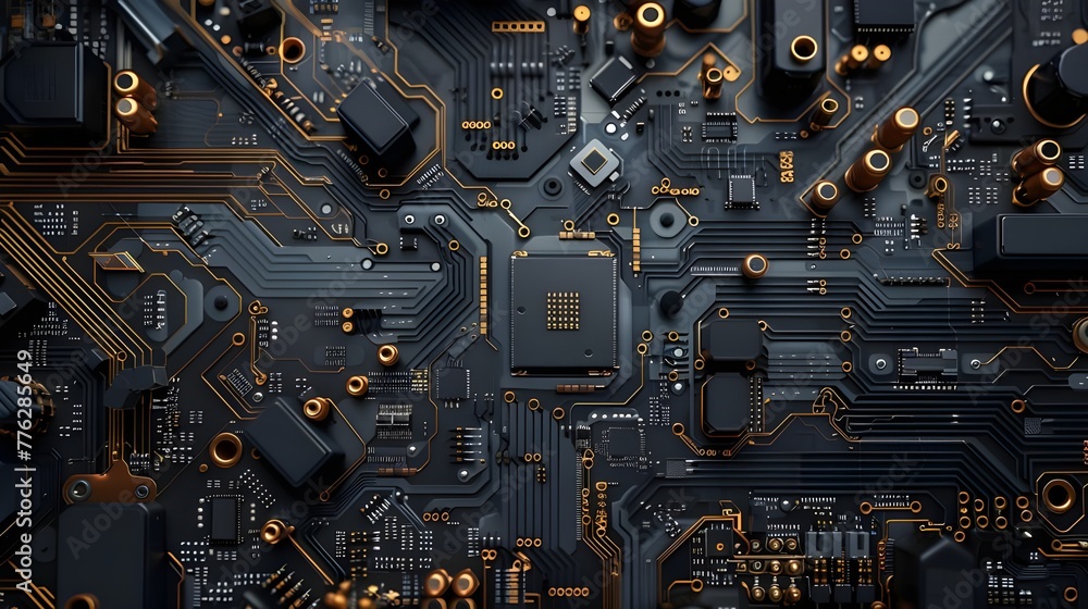 Electronic circuit board texture background and tile template. close-up ...