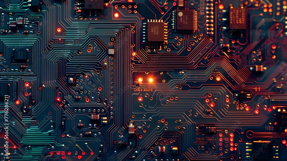 Electronic circuit board texture background and tile template. close-up ...