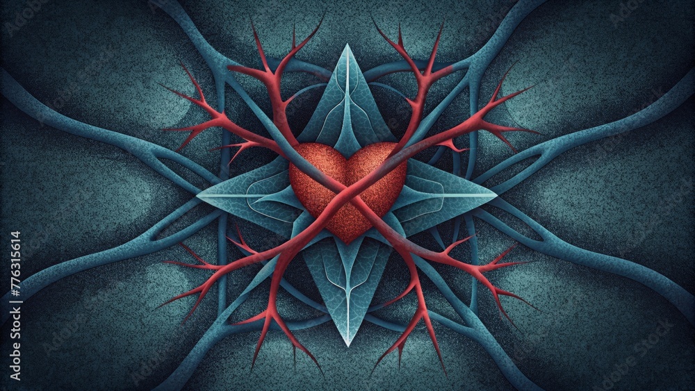 Jagged lines and sharp angles intersect and overlap conveying the ... Jagged lines and sharp angles intersect and overlap conveying the ...