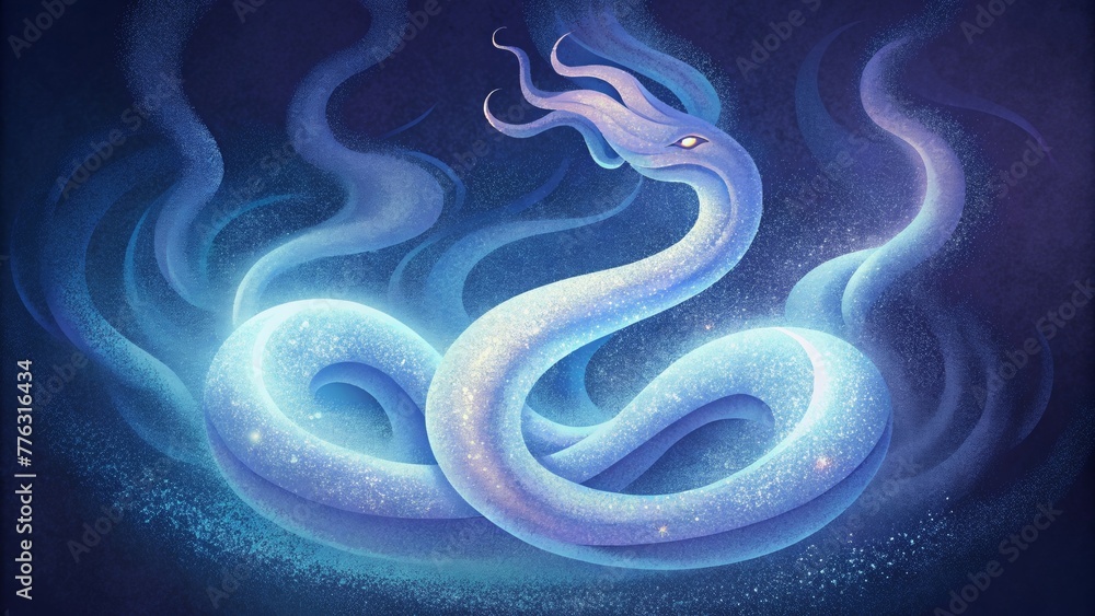 Soft luminescent tendrils snaking across the canvas evoking a sense of ...