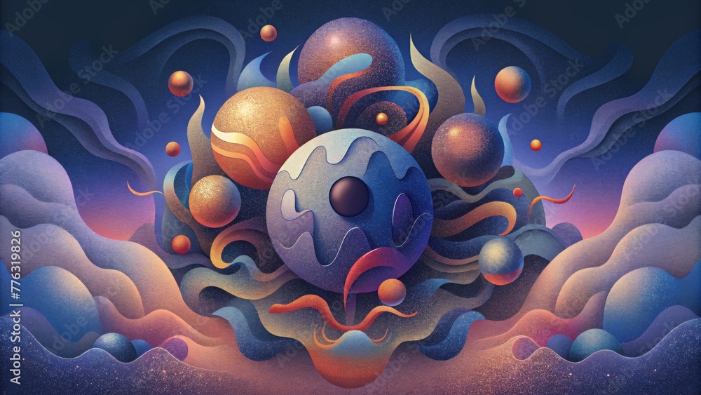 Amorphous and unpredictable shapes morph and meld together forming an ...