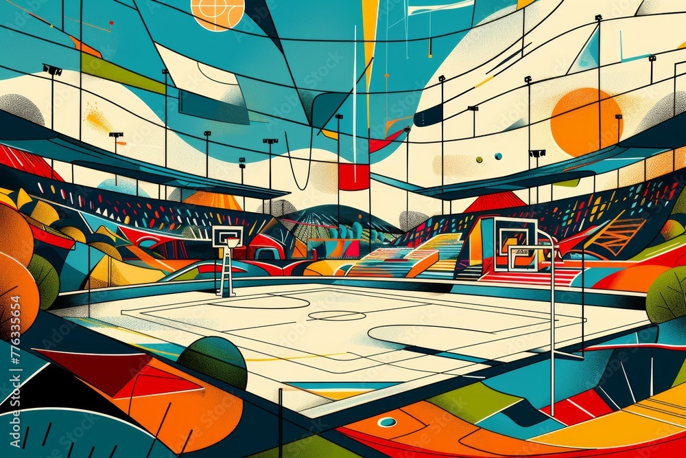 Abstract interpretation of the Olympic Games in Paris, modern ...