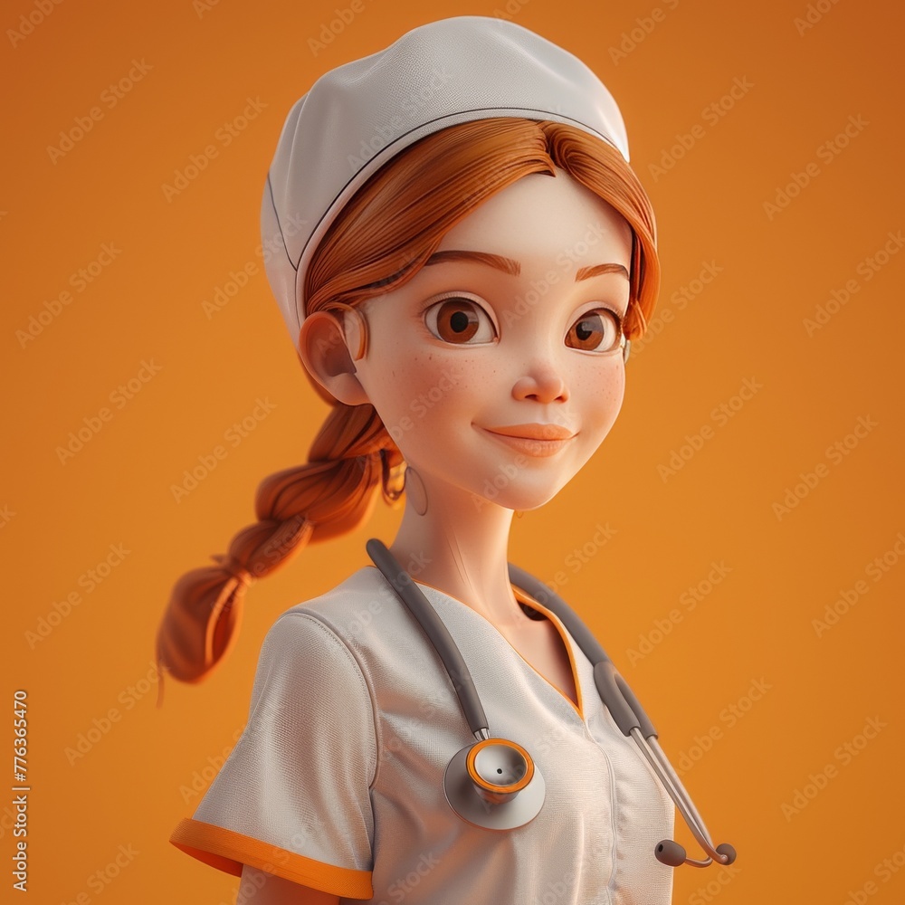 Blender 3D creation of a nurse with a stethoscope autumn vibe Stock ...