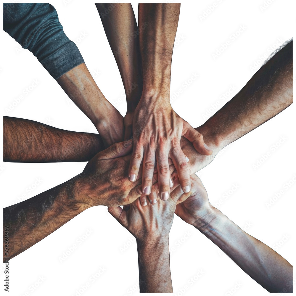 Team of People Joining Hands in Unity. Transparent Background PNG Stock ...
