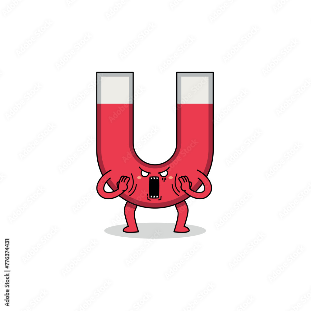 Cute magnet cartoon character shocked expression doodle Stock Vector ...