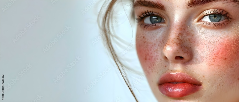 Treatment for a woman with red facial rash from Lupus: A close-up ...