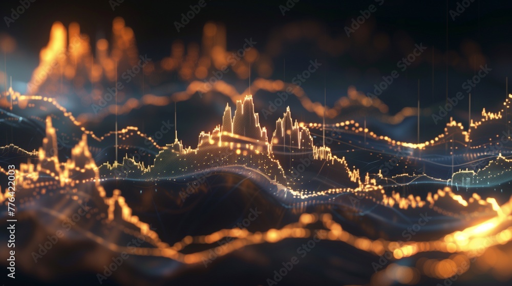 An ultra-realistic depiction of a dynamic investment finance chart ...