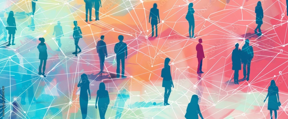 A network of interconnected people, each representing different ...