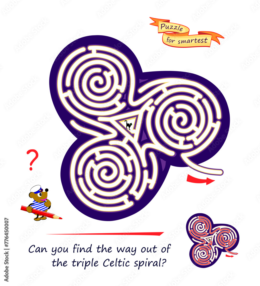 Best labyrinths. Can you find the way out of the triple Celtic spiral ...