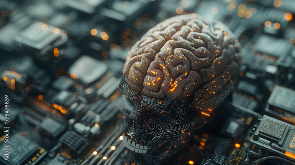 Künstliche Intelligenz, Menschliches Gehirn verknüpft mit neuronalen ...