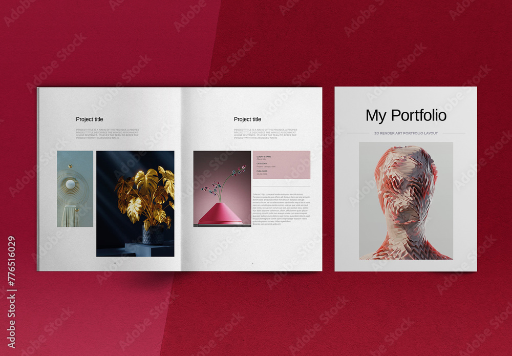 3D Render Portfolio Brochure Layout Stock Template | Adobe Stock