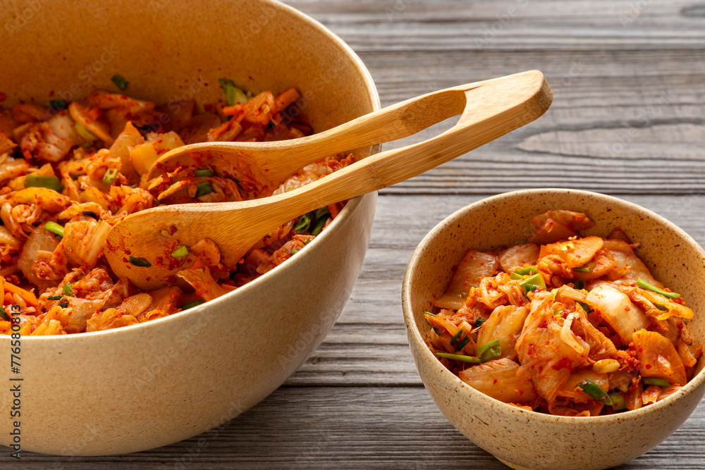 Fotografia do Stock: Serving kimchi, a traditional Korean side dish of ...