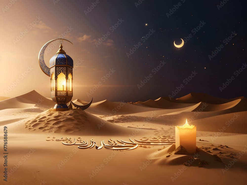 Arabic Islamic Calligraphy of the Wish (Dua): "Audhu Billahi ...