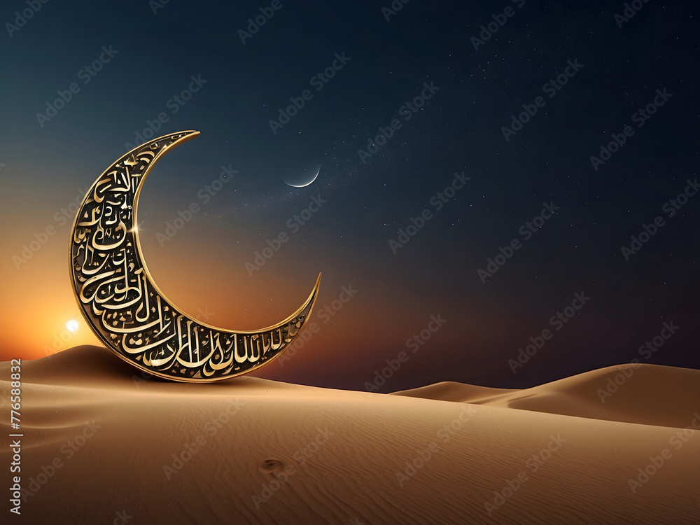 Arabic Islamic Calligraphy of the Wish (Dua): "Audhu Billahi ...