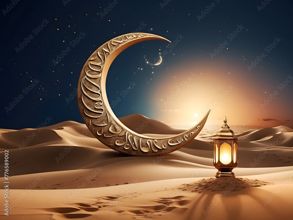 Arabic Islamic Calligraphy of the Wish (Dua): "Audhu Billahi ...