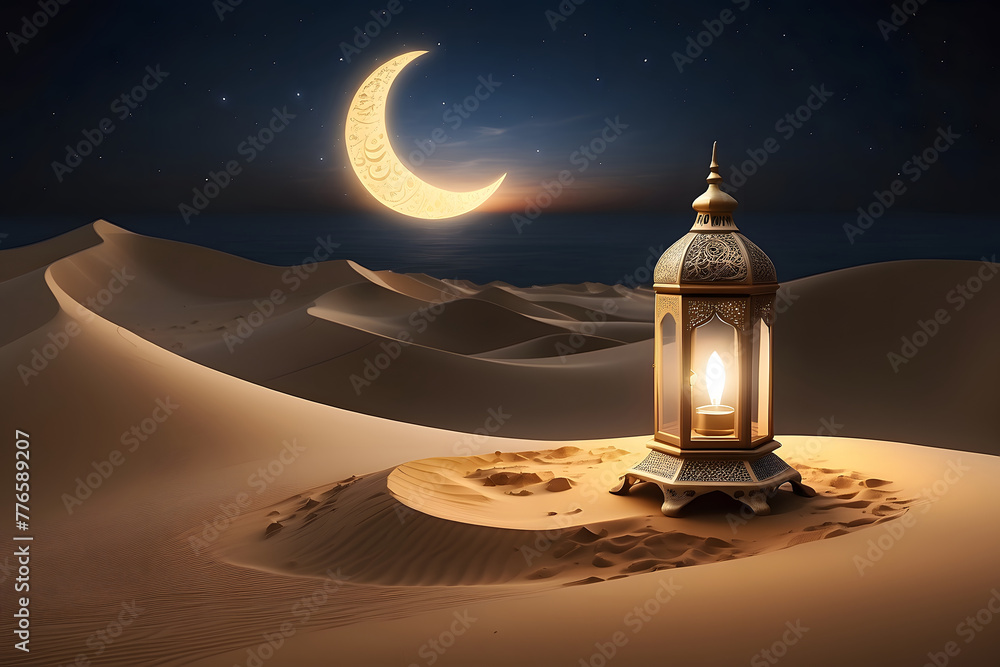 Arabic Islamic Calligraphy of the Wish (Dua): "Audhu Billahi ...