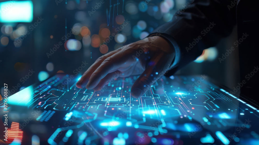 Executive analyzing holographic portfolio diversification strategies ...