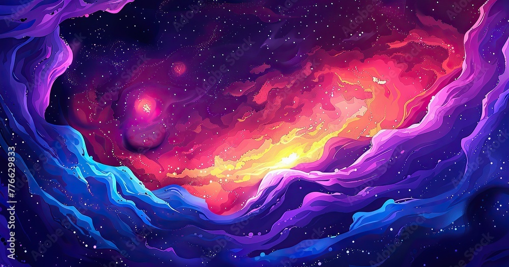 trippy cartoon background of the Milky Way galaxy, epic comic book ...