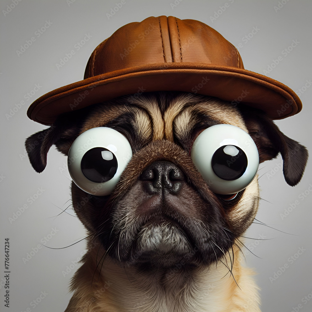 Closeup Portrait of a Funny Frightened Worried Pug Dog Breed Wearing a ...