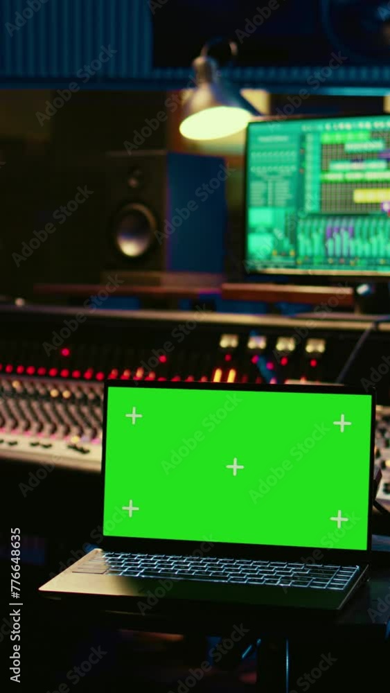Vidéo Stock Vertical Video Music producer recording tracks next to ...
