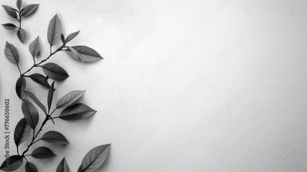 Monochrome botanical leaf design with texture - Elegant monochrome ...