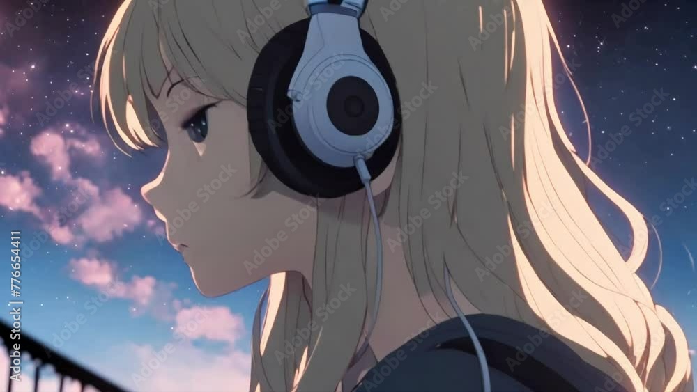 Lofi animation Synthwave anime manga girl, lofi bacground wallpaper ...