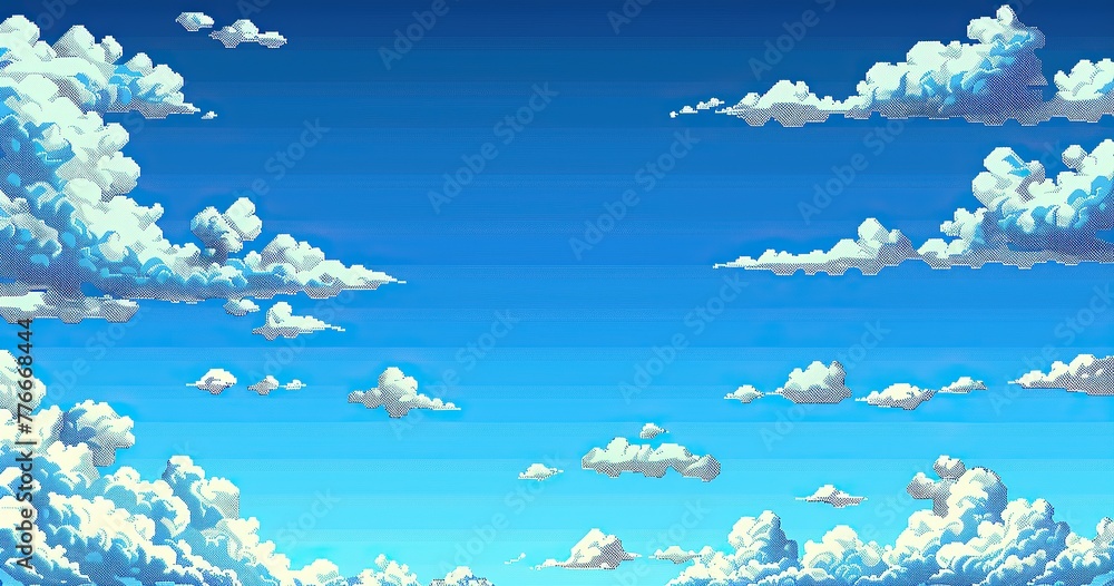 video game blue sky, pixel art, 16 bit, clouds background sheet, sky ...